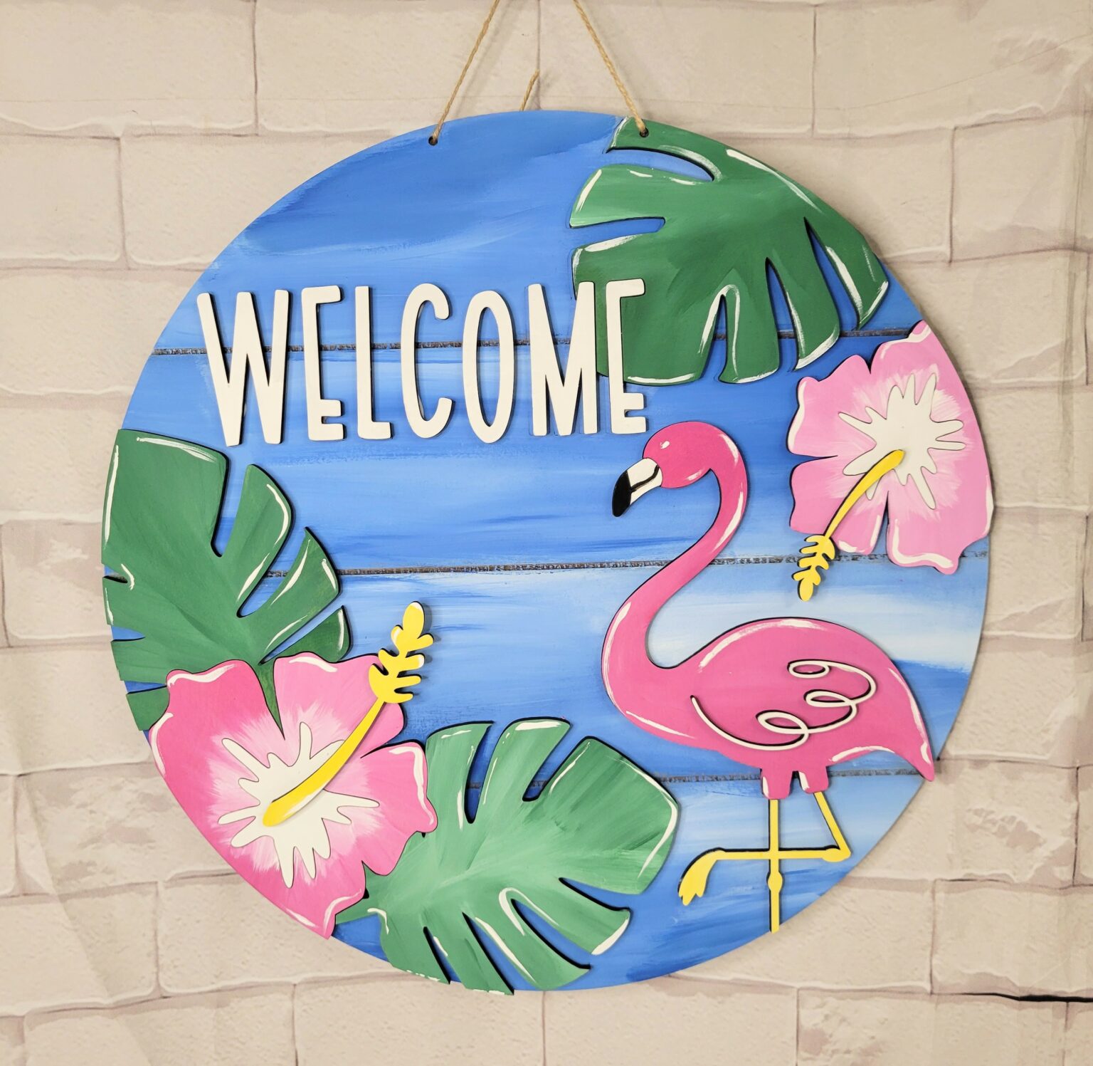 Welcome Flamingo Shiplap Door hanger sign DIY kit - MyMakerscape
